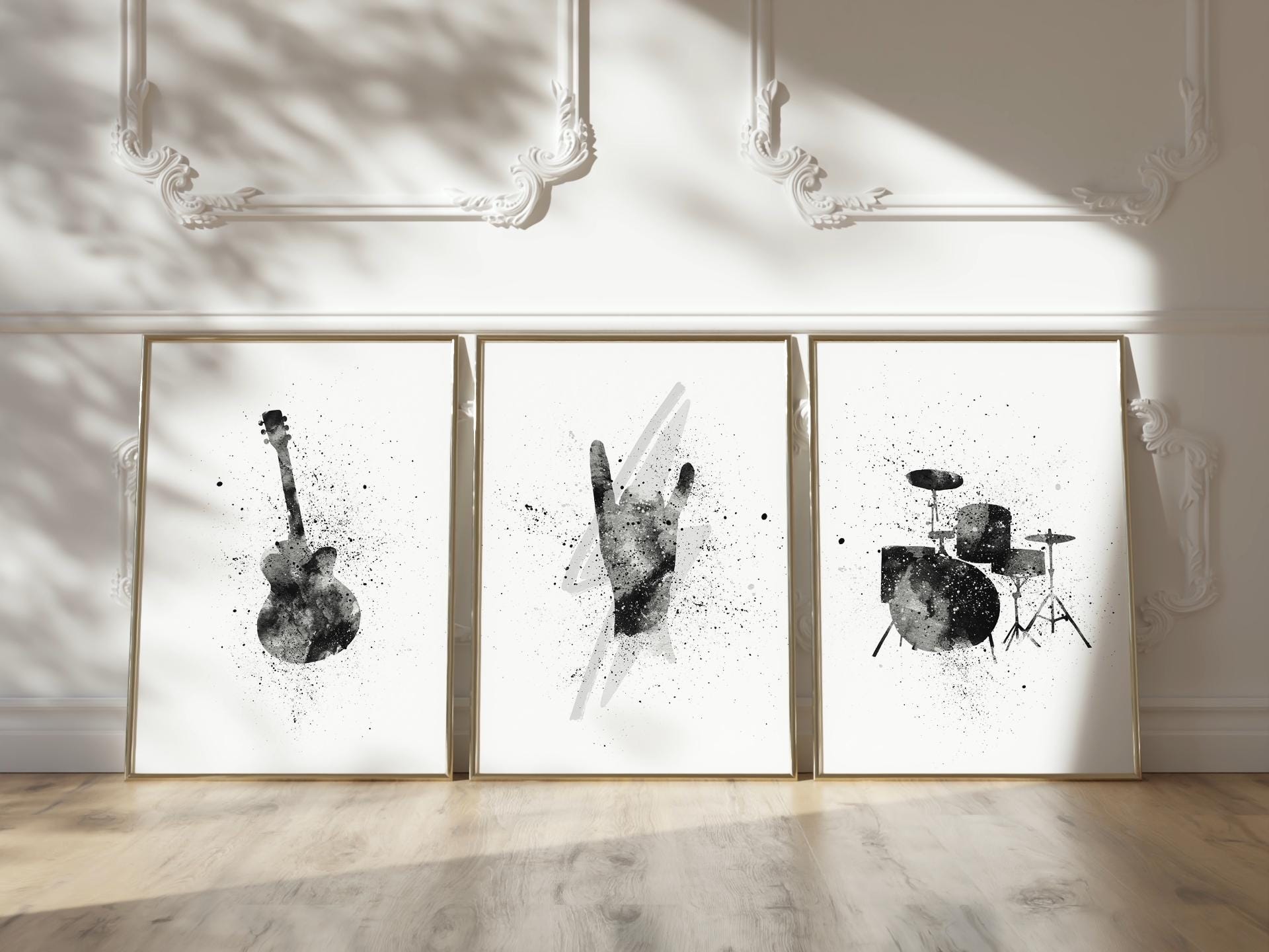 Rock Music Set of 3 Prints, Cool Kids Wall Art, Black and White Wall ...