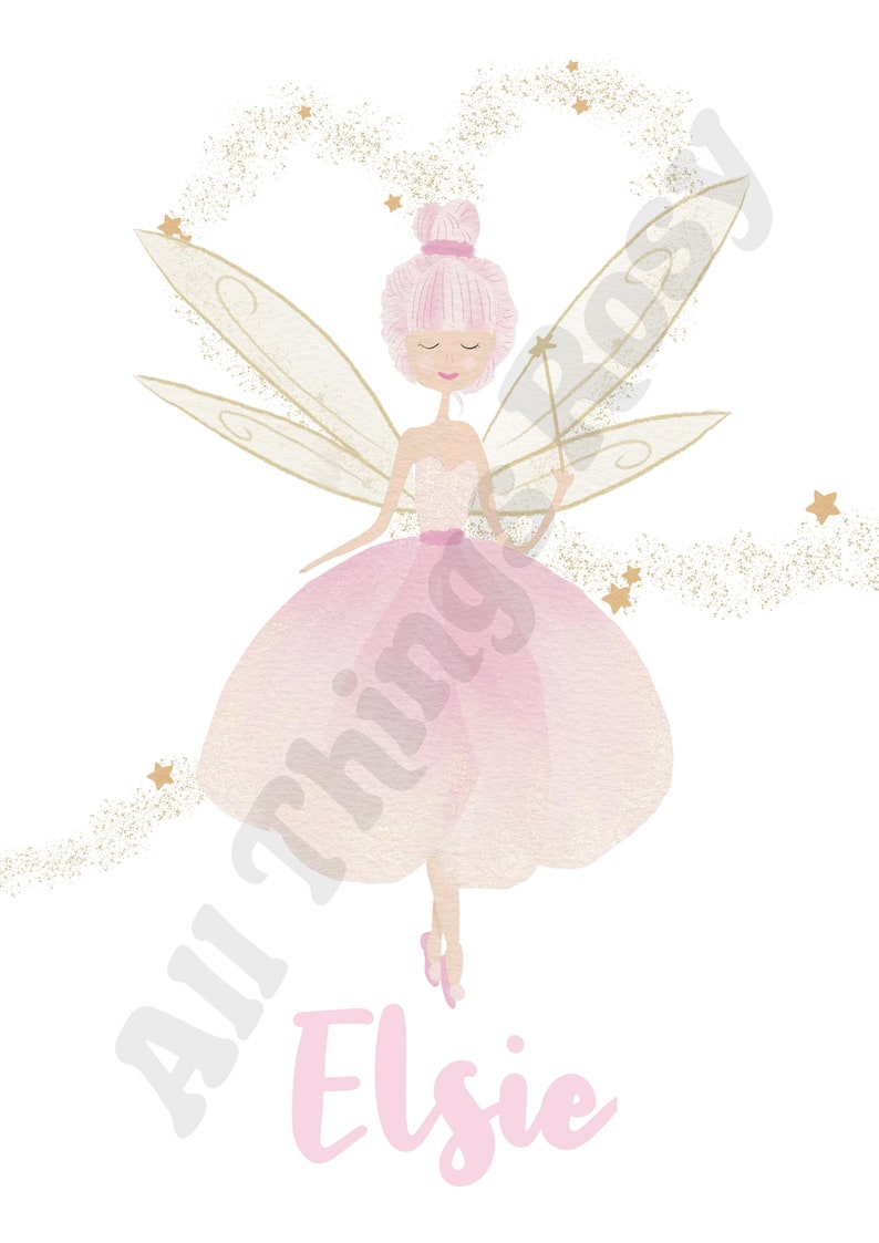 Personalized Fairy Print Set: Delightfully Pink Nursery Decor & Girls ...