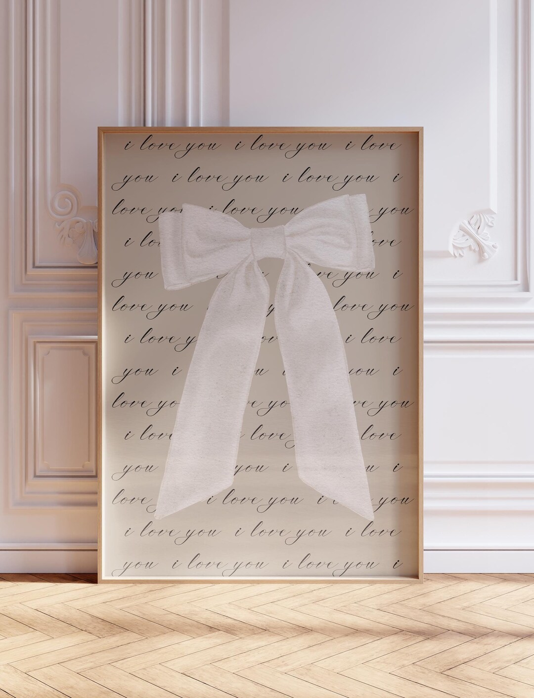 I Love You Print, White Bow Wall Art, Calligraphy Print, Vintage Girly ...
