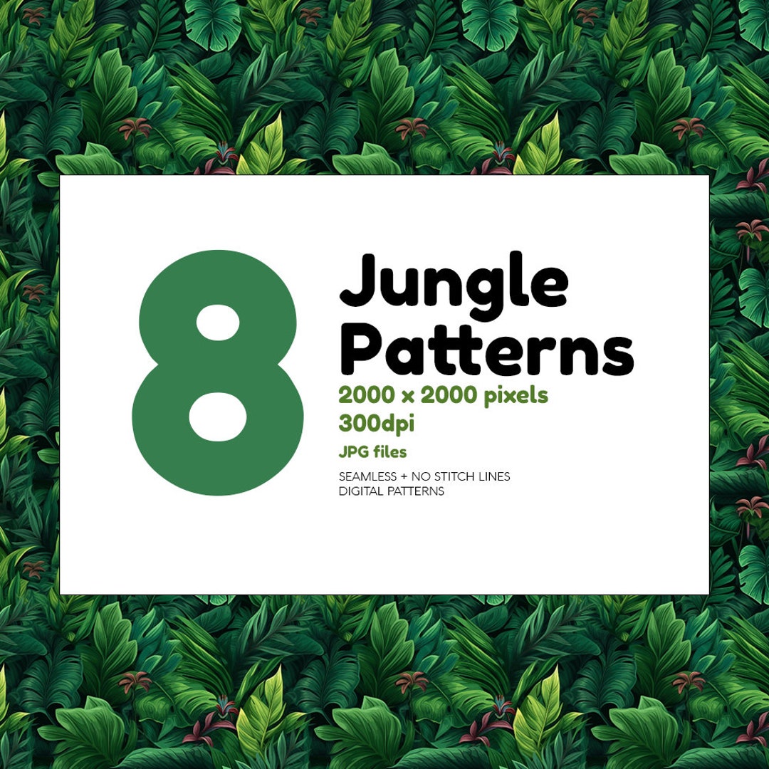 8 Seamless Jungle Patterns | Digital Papers - Etsy
