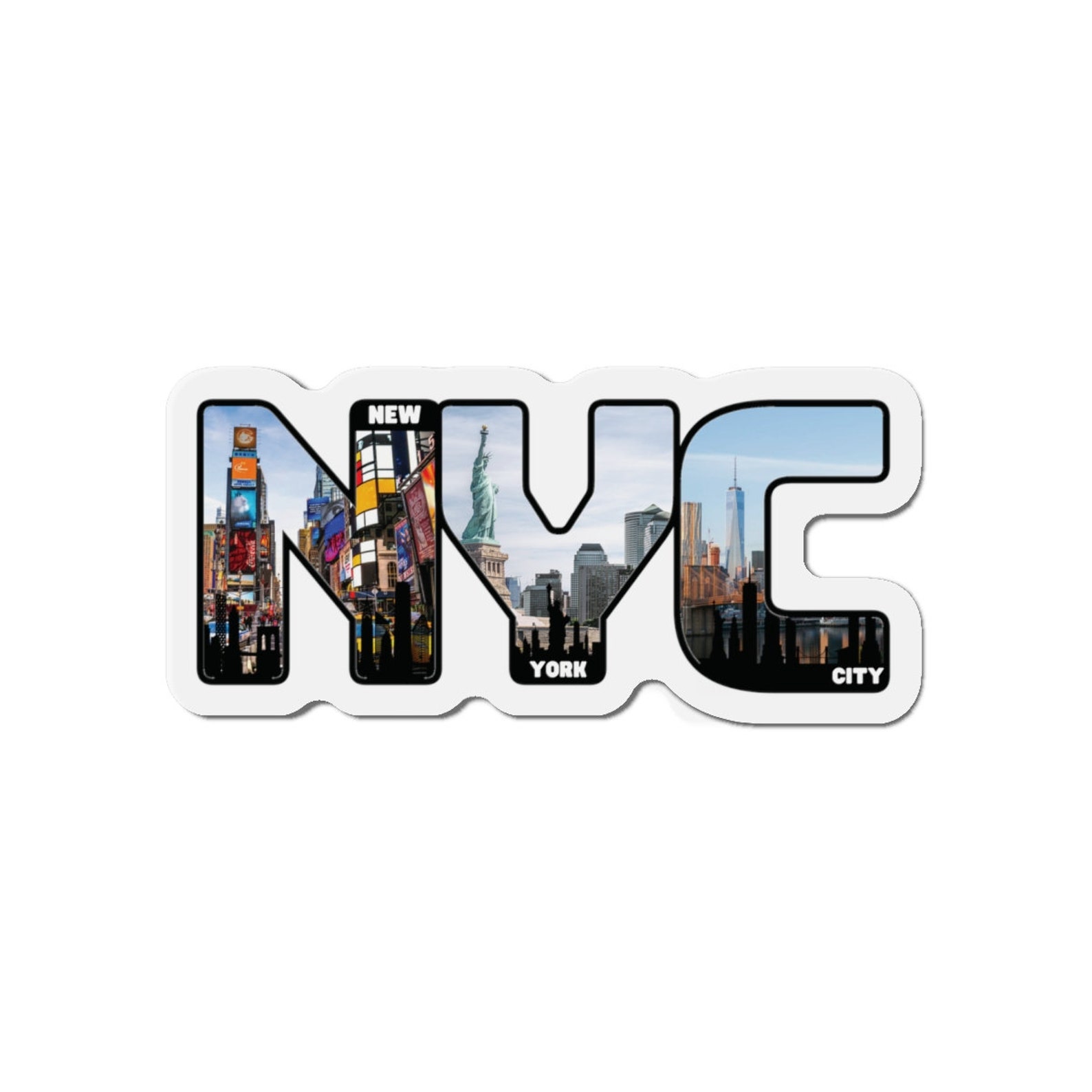 NYC Die-cut Magnet, Iconic Places of the Big Apple, Travel Souvenir ...