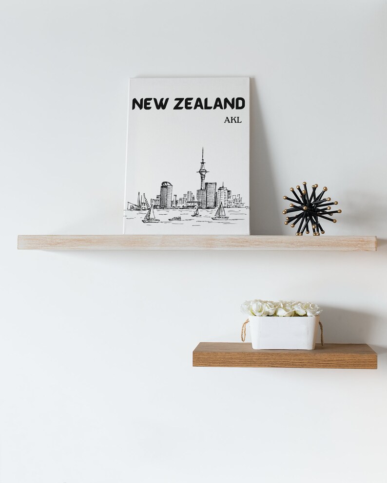Auckland Viaduct Drawing With AKL Bold, New Zealand Print Black and ...