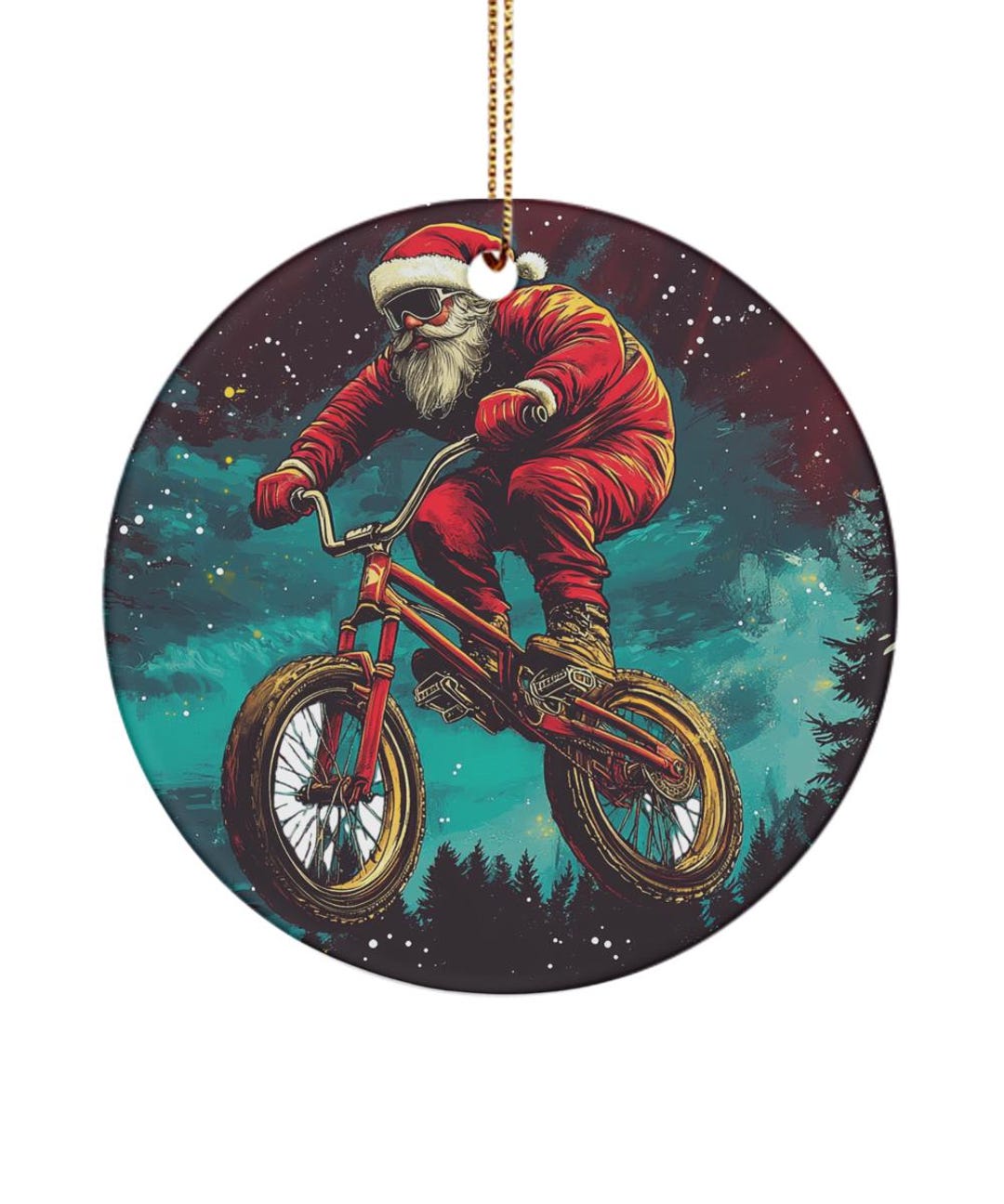 Santa on a BMX Bike, Xmas Ornament Gift, Santa on a Bike, BMX Bike ...