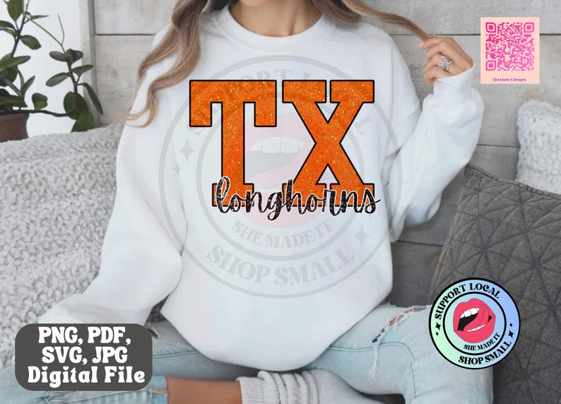 Retro Faux Glitter Texas Football Svg, Longhorn Mascot Svg, College ...