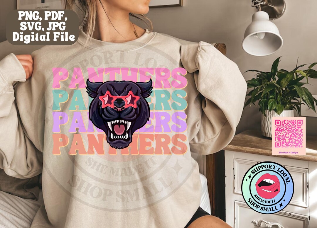 Panthers Mascot Svg, Retro Png, Star Sunglasses Svg, Panthers Mascot ...