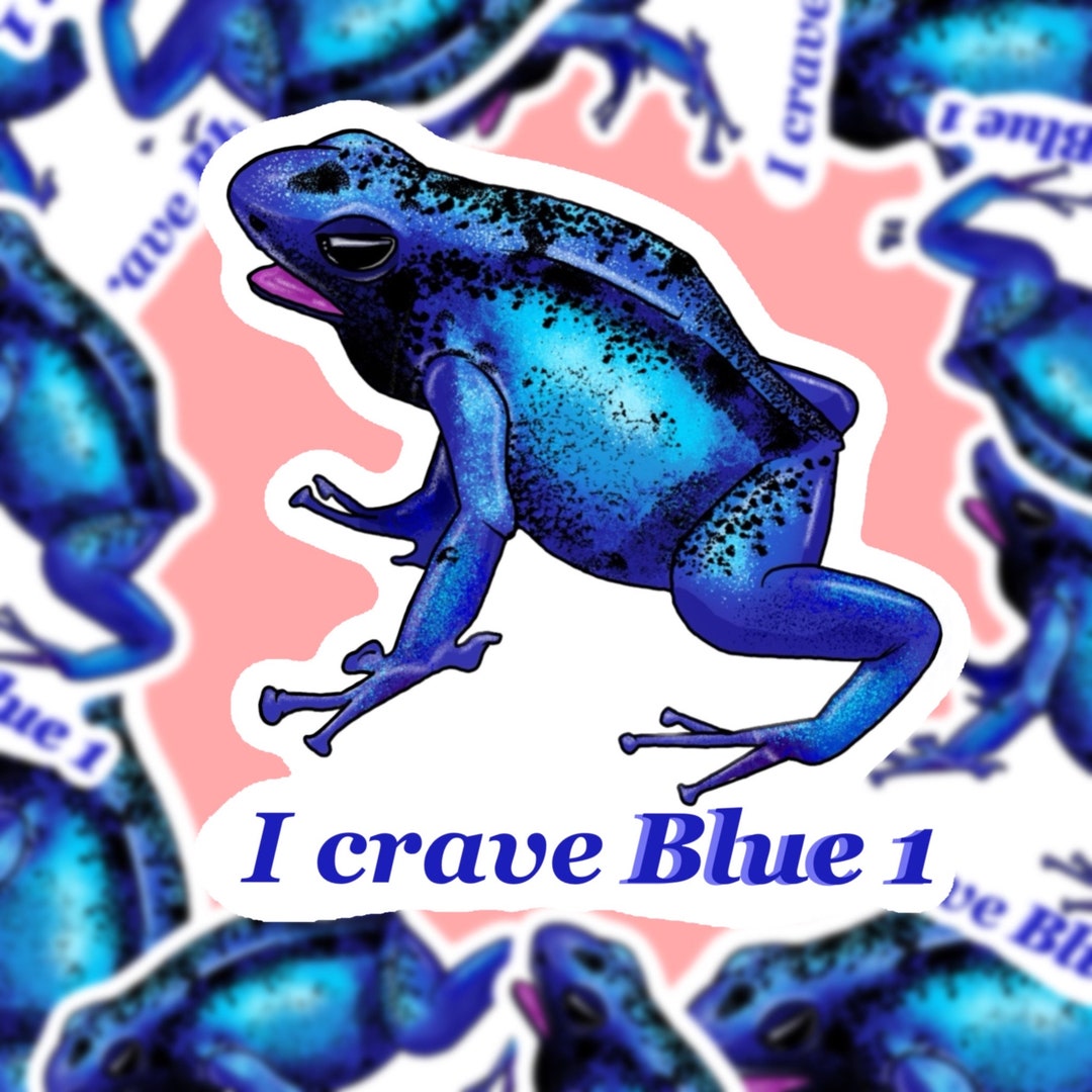 Blue 1 Frog Funny Die Cut Sticker Cute Waterproof Laptop Sticker Decal ...
