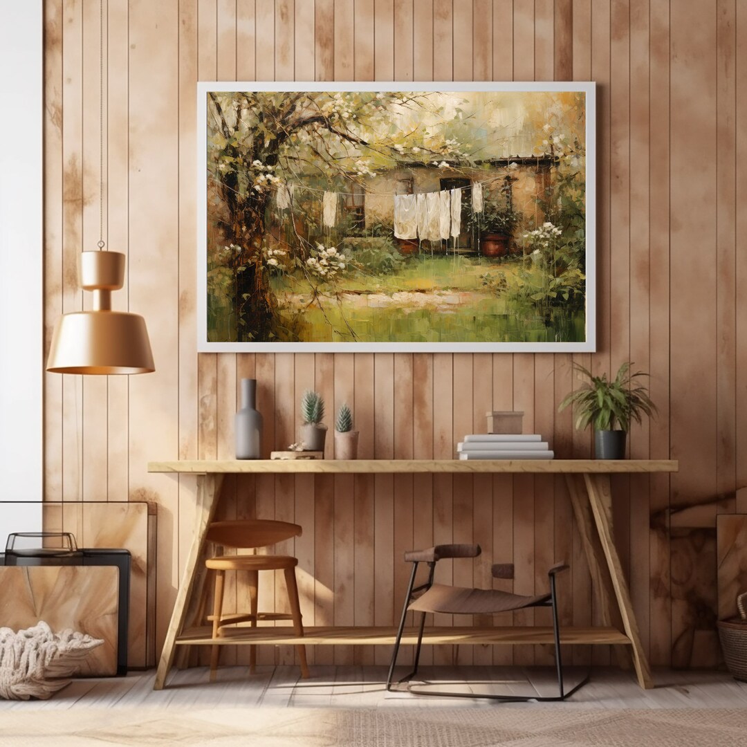 Vintage Farmhouse Garden Poster Rustic Clothesline Art Print Classic ...