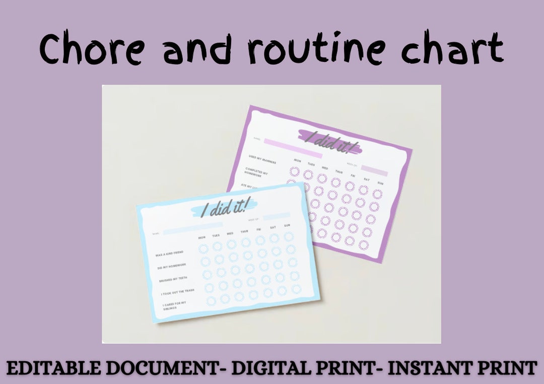 EDITABLE Daily Chore Chart for Teens - Minimalist | Simple Teens Reward ...