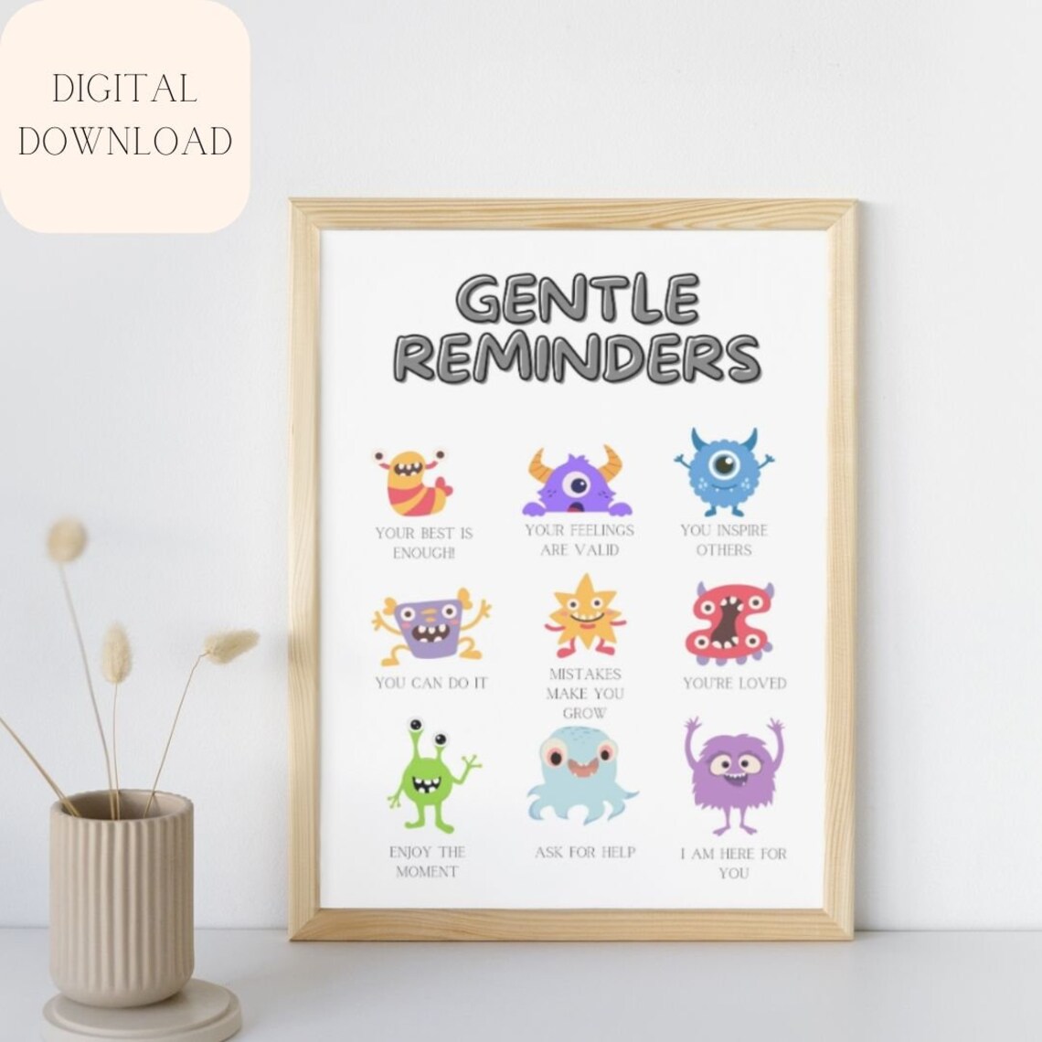 Gentle Reminders Positive Affirmations DIGITAL Print Mental Health ...