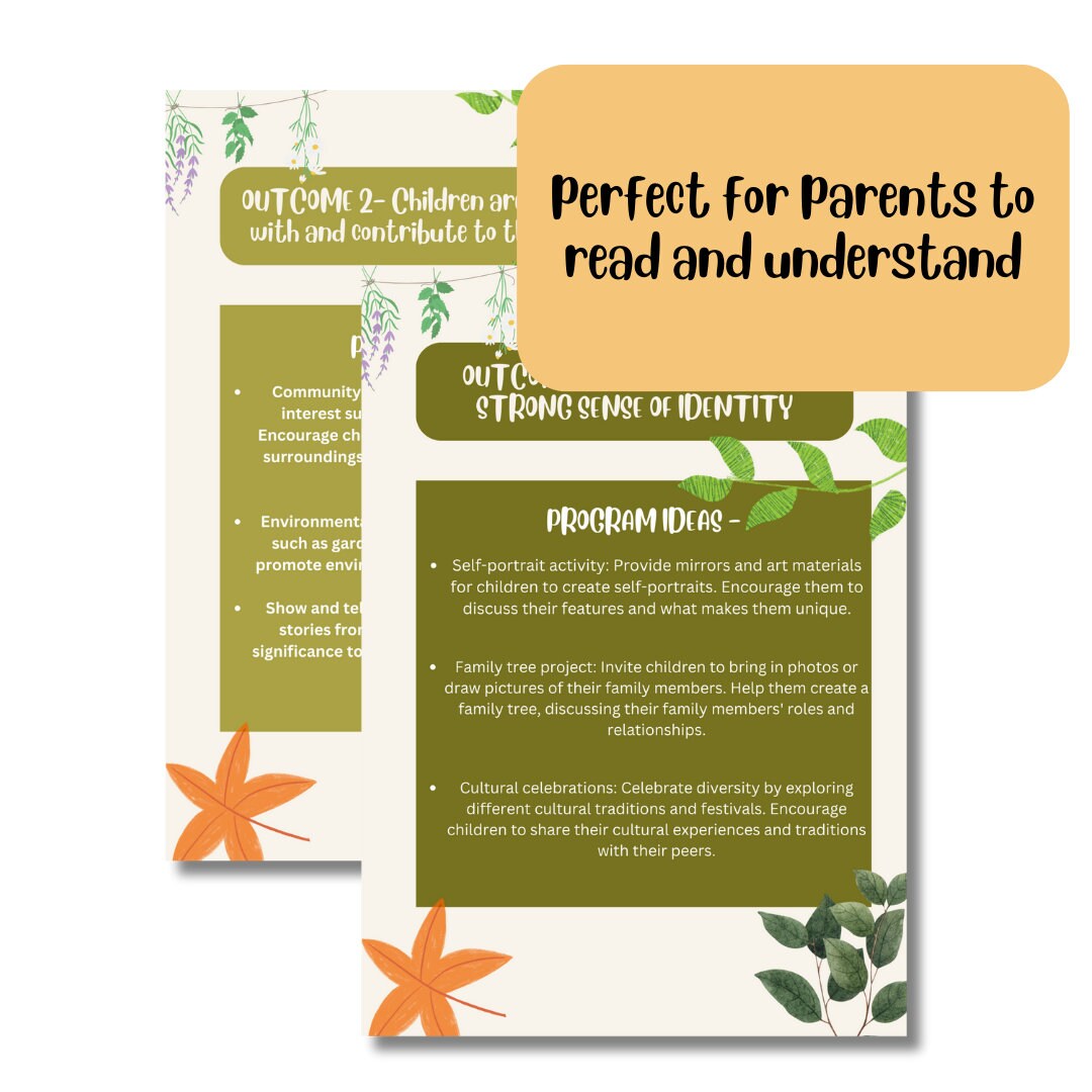 EYLF - Programming Ideas - Parents to Understand - Posters - Childcare ...