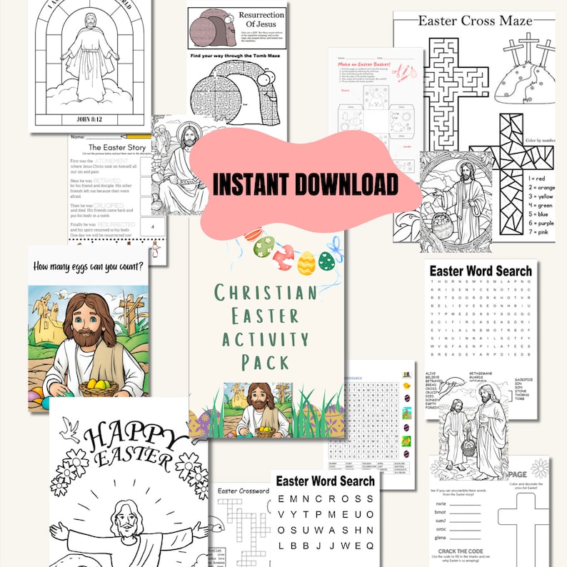 Easter Religious Coloring Pages, Sunday School, Printable Easter Bible ...