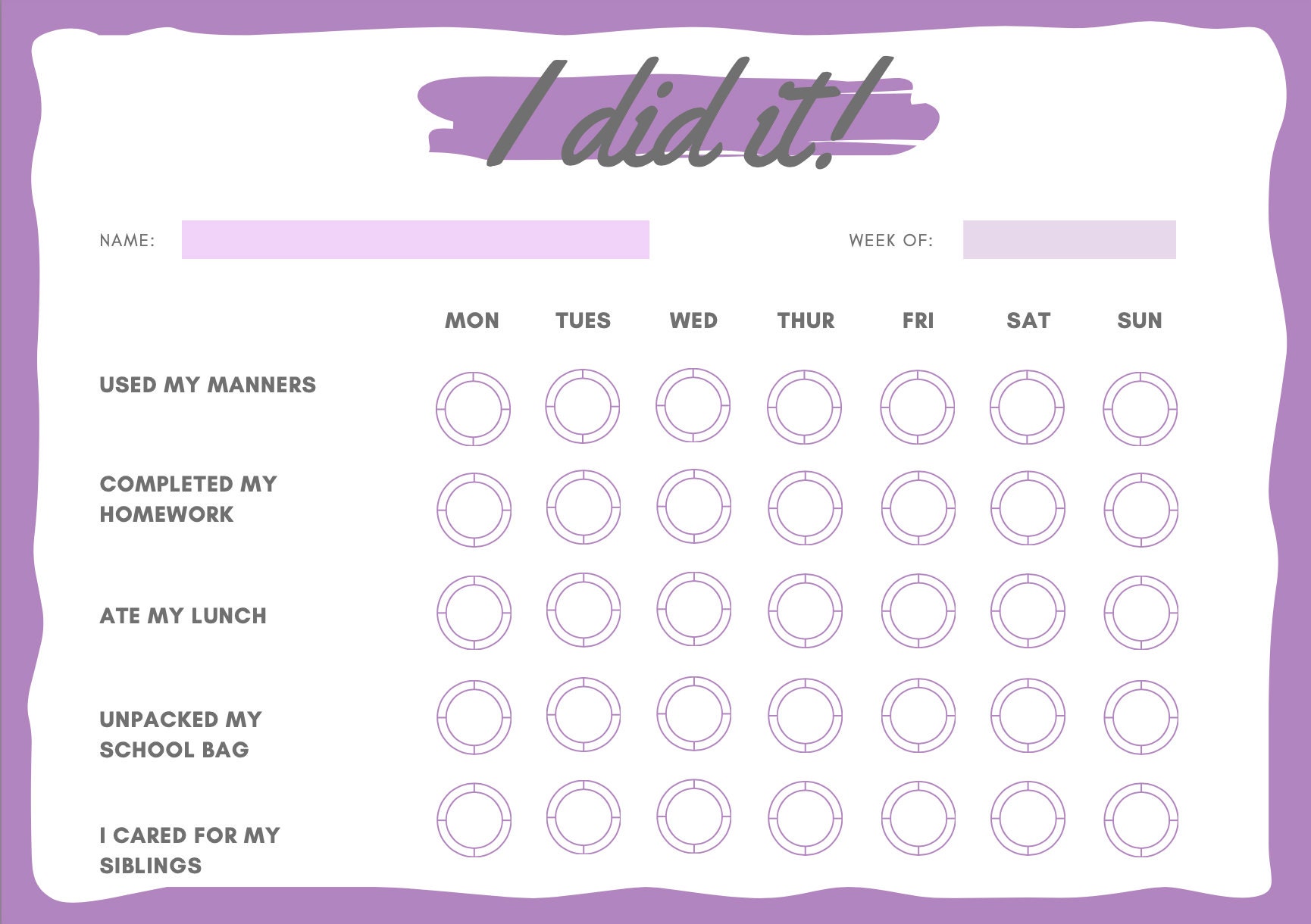 EDITABLE Daily Chore Chart for Teens - Minimalist | Simple Teens Reward ...