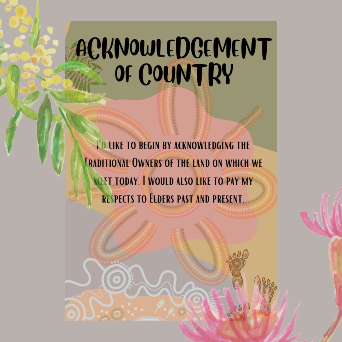 ACKNOWLEDGEMENT OF COUNTRY - Editable - Template - Edit - Indigenous ...