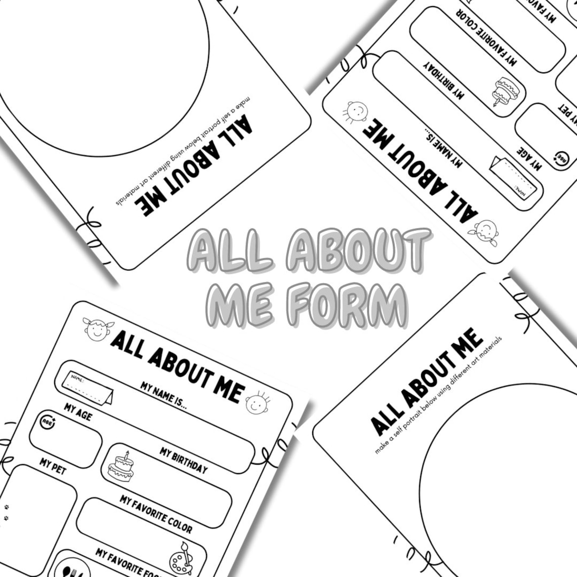 ALL ABOUT ME Sheets for Kids, Printable Activity, Writing Prompt for ...