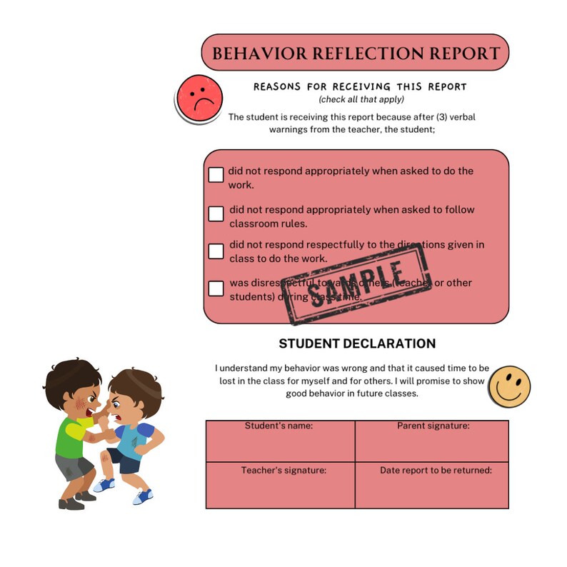 Behaviour Reflection Sheets | Digital Think Sheet | Elementary Behavior ...