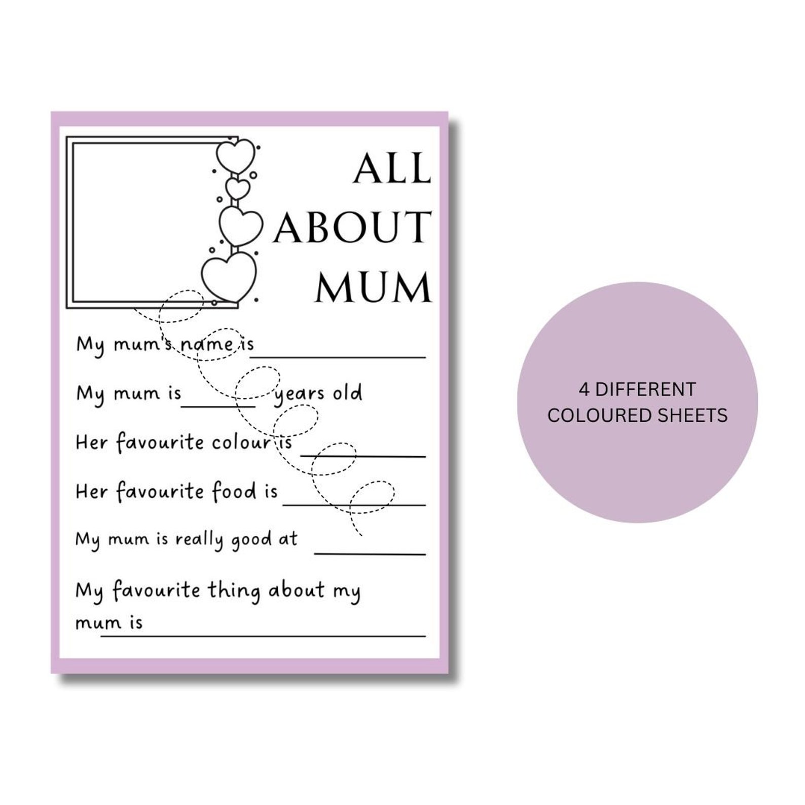 Mothers Day - All About My Mum Form - Worksheets - Teacher and Parent ...