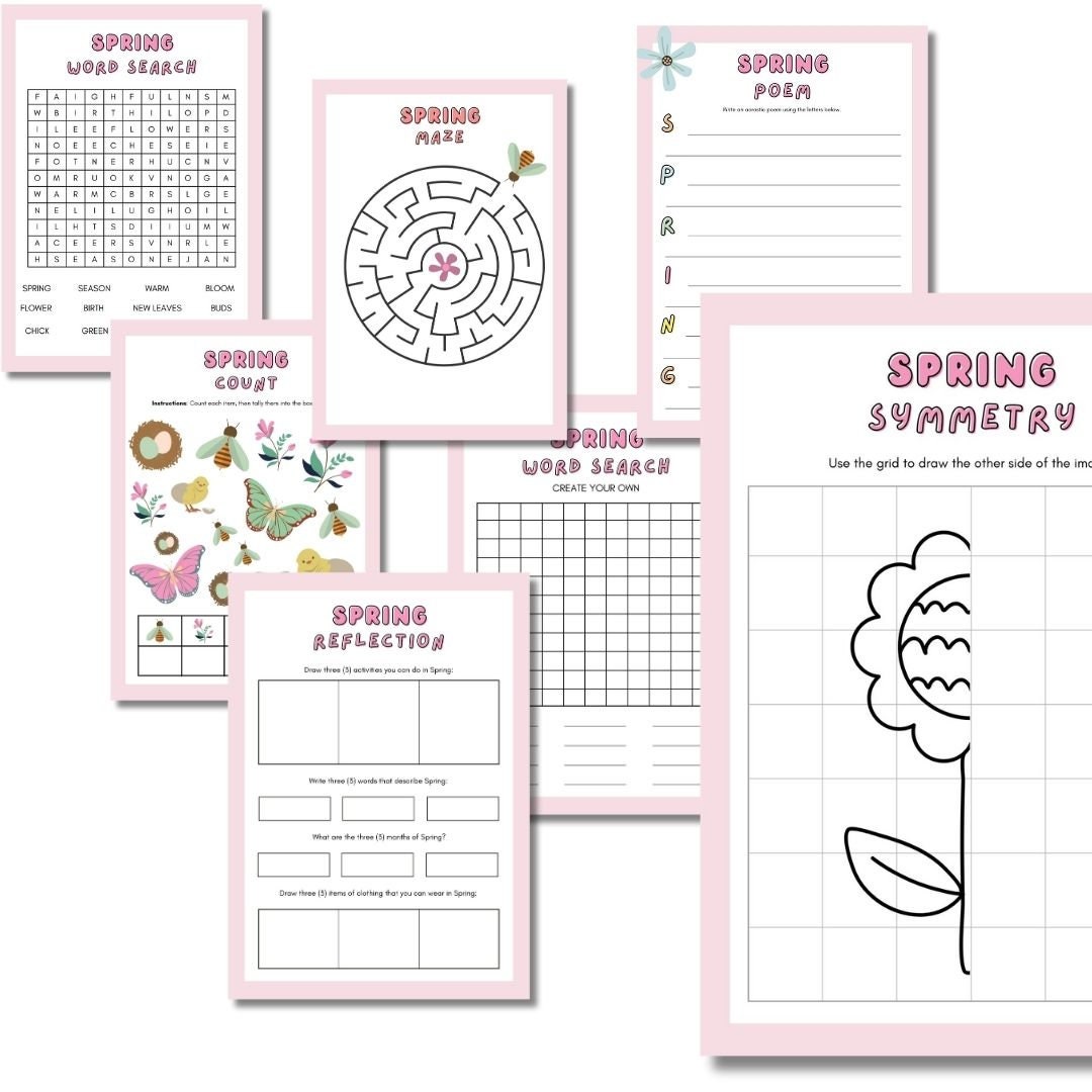 Printable Spring Preschool, Primary School, Activity Bundle, 6 Pages, 8 ...