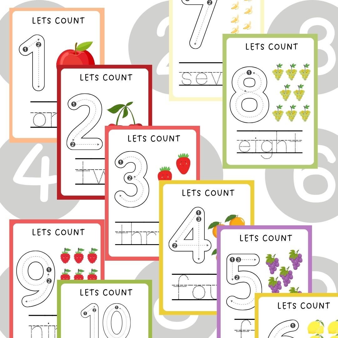 10 Number Tracing Worksheets, Traceable Numbers, Preschool Worksheets ...