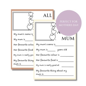 Mothers Day - All About My Mum Form - Worksheets - Teacher and Parent ...
