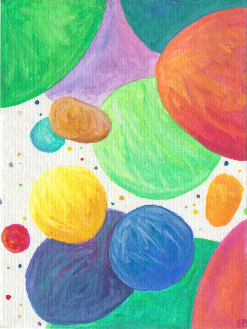 Abstract Colorful Spheres Watercolor Painting (limited Edition Print ...