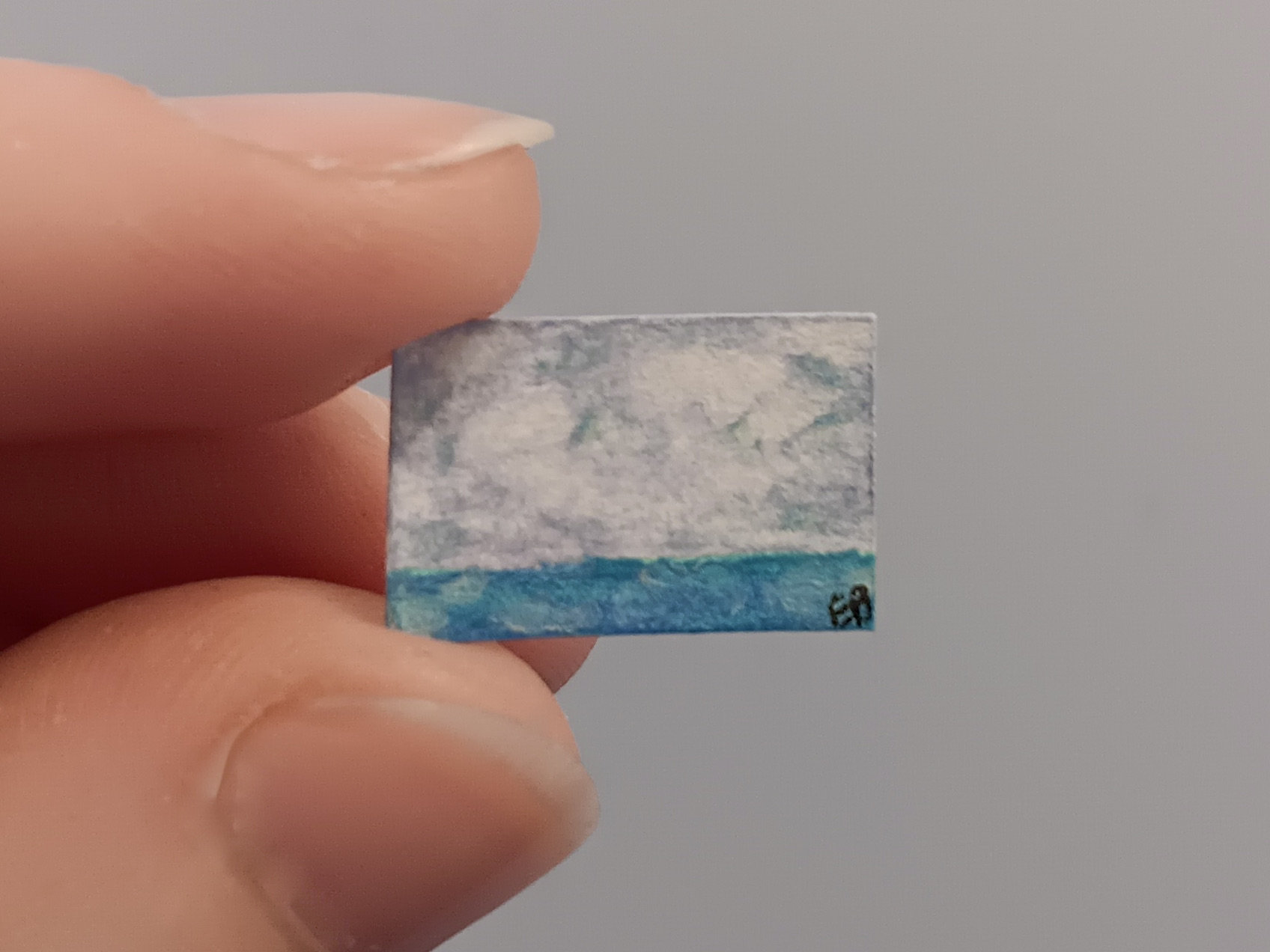 Peaceful Seascape Miniature Watercolor Painting original, 14/32 by 21/ ...