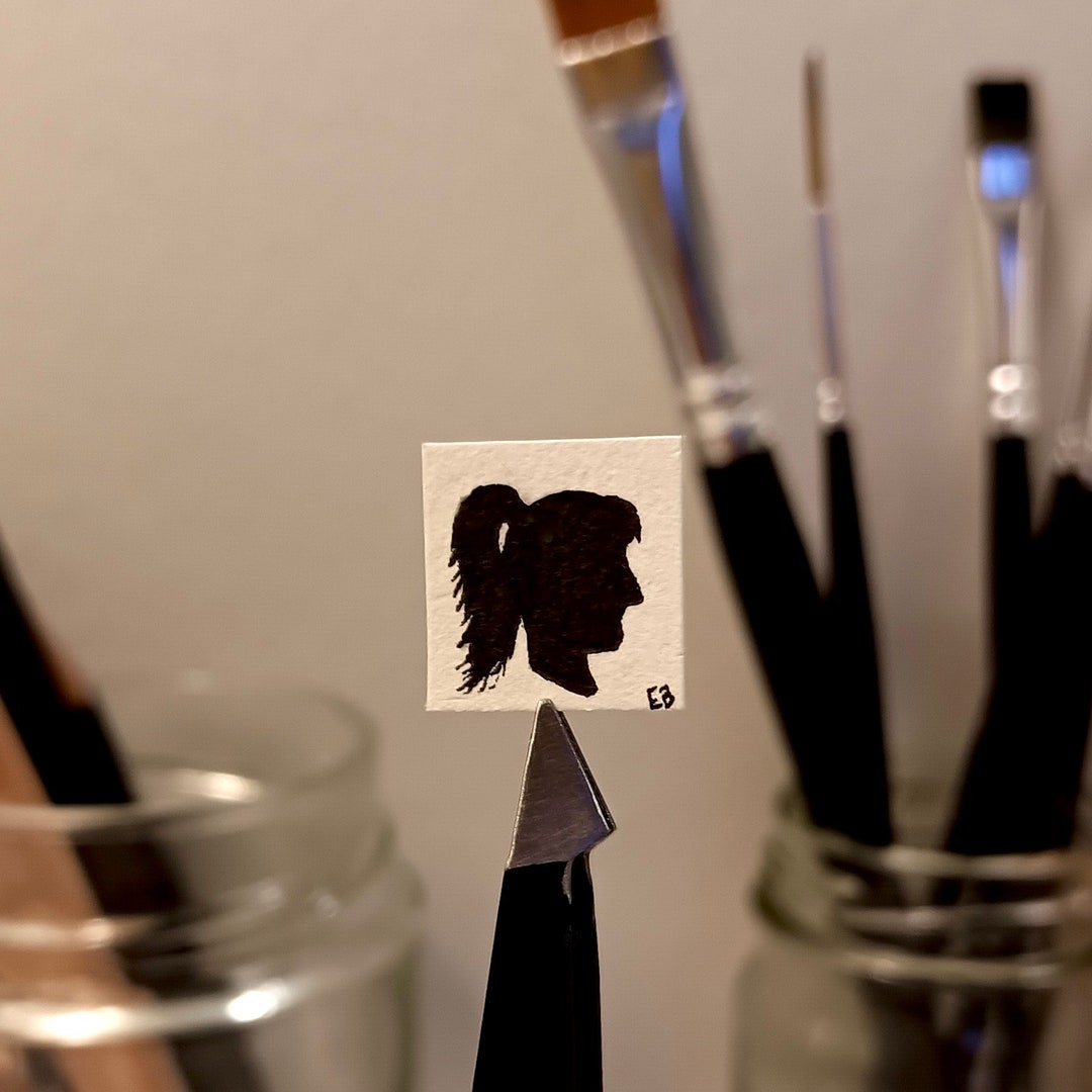 Vintage Silhouette Portrait No. 4 Miniature Ink Drawing (original, 1/2 ...