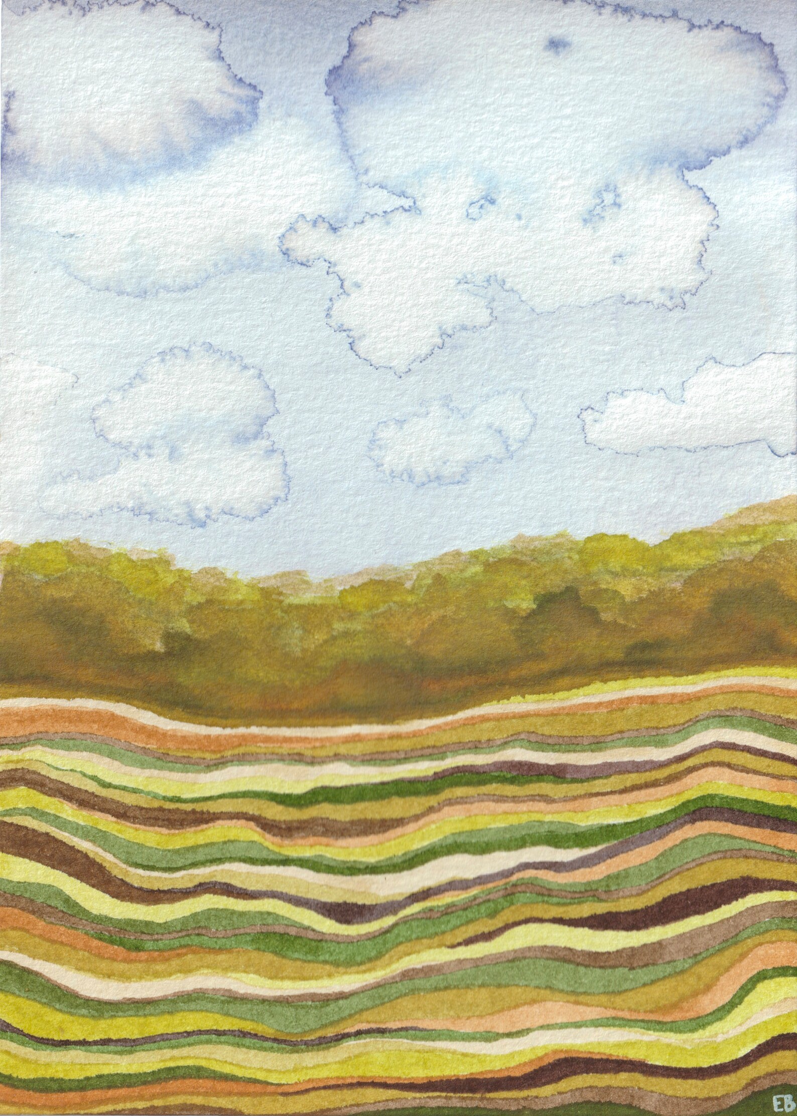 Abstract Farm Field Watercolor Painting (limited Edition Print) by Emma ...