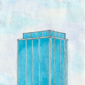 ORIGINAL Glass Skyscraper Watercolor Painting (original, 5" by 7") by ...