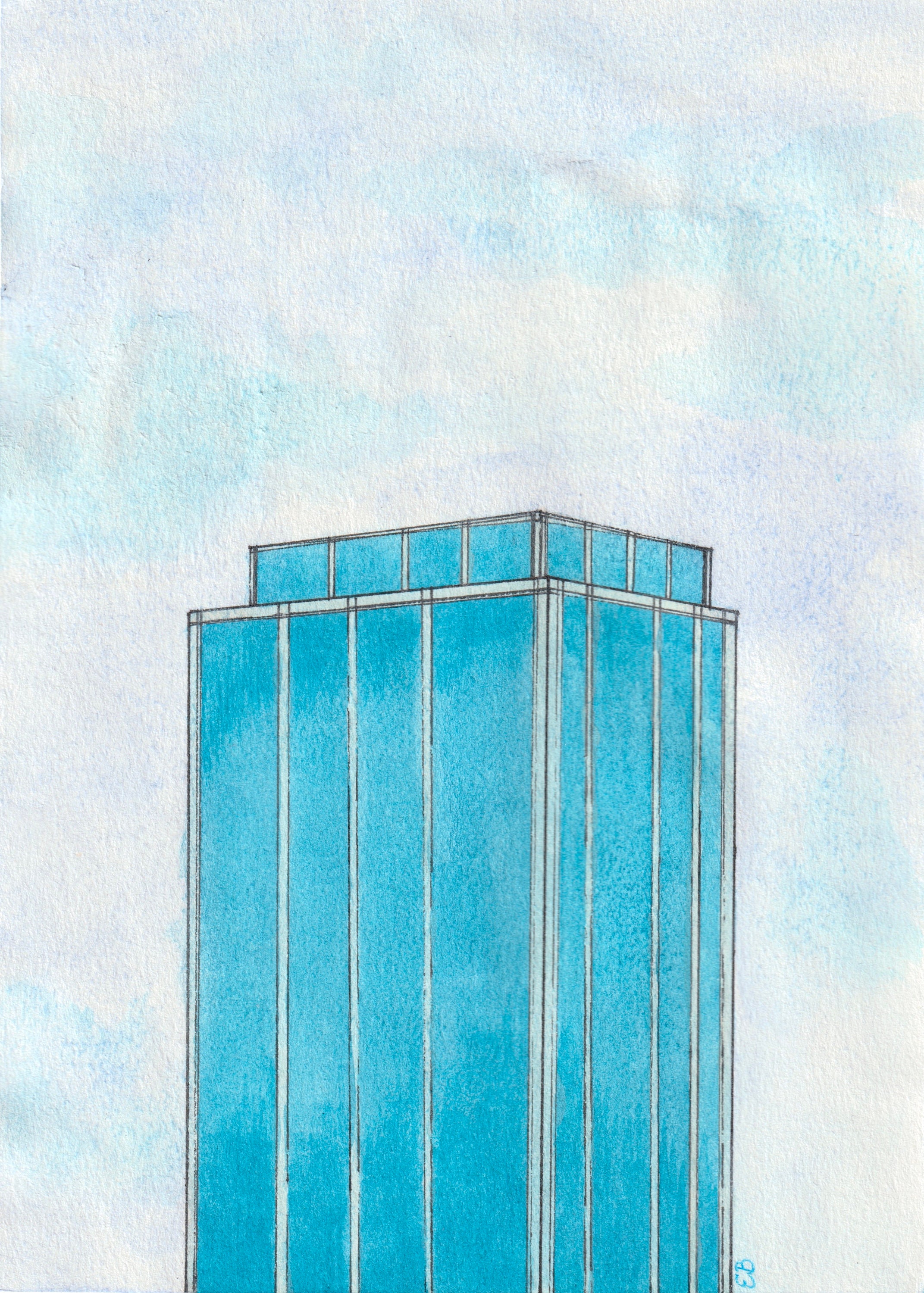ORIGINAL Glass Skyscraper Watercolor Painting (original, 5" by 7") by ...