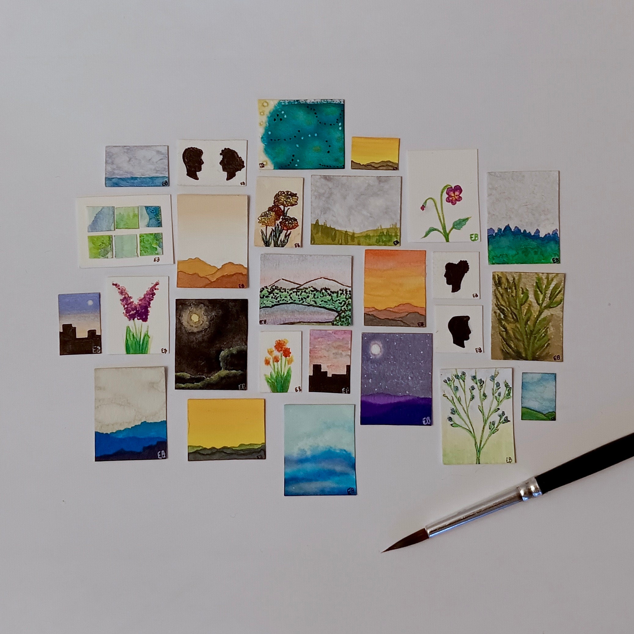 Mystery Grab Bag of Miniature Paintings (3 or 5 Original Paintings) by ...