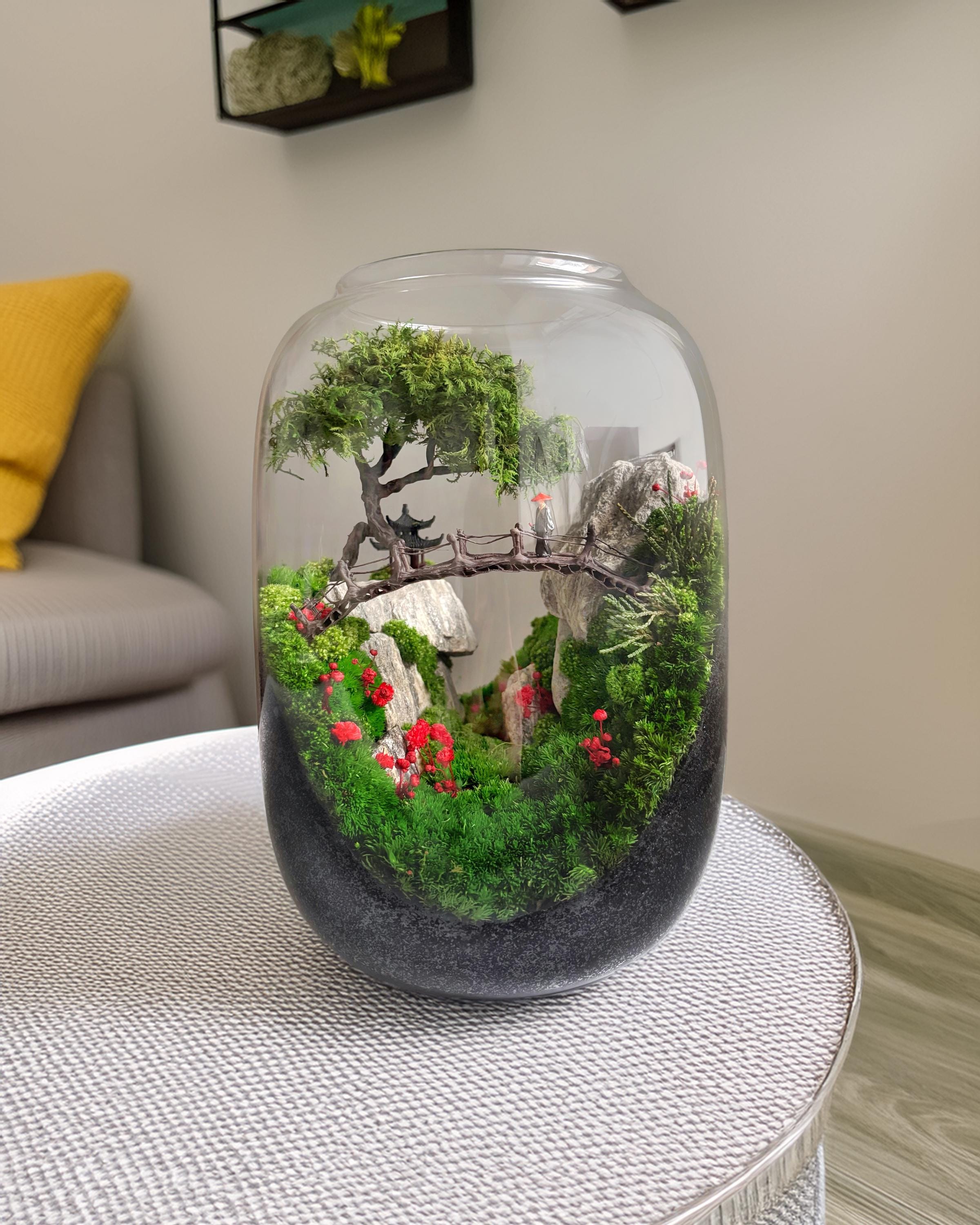 Zen Garden Terrarium in Glass Jar | Preserved Moss Landscape With ...