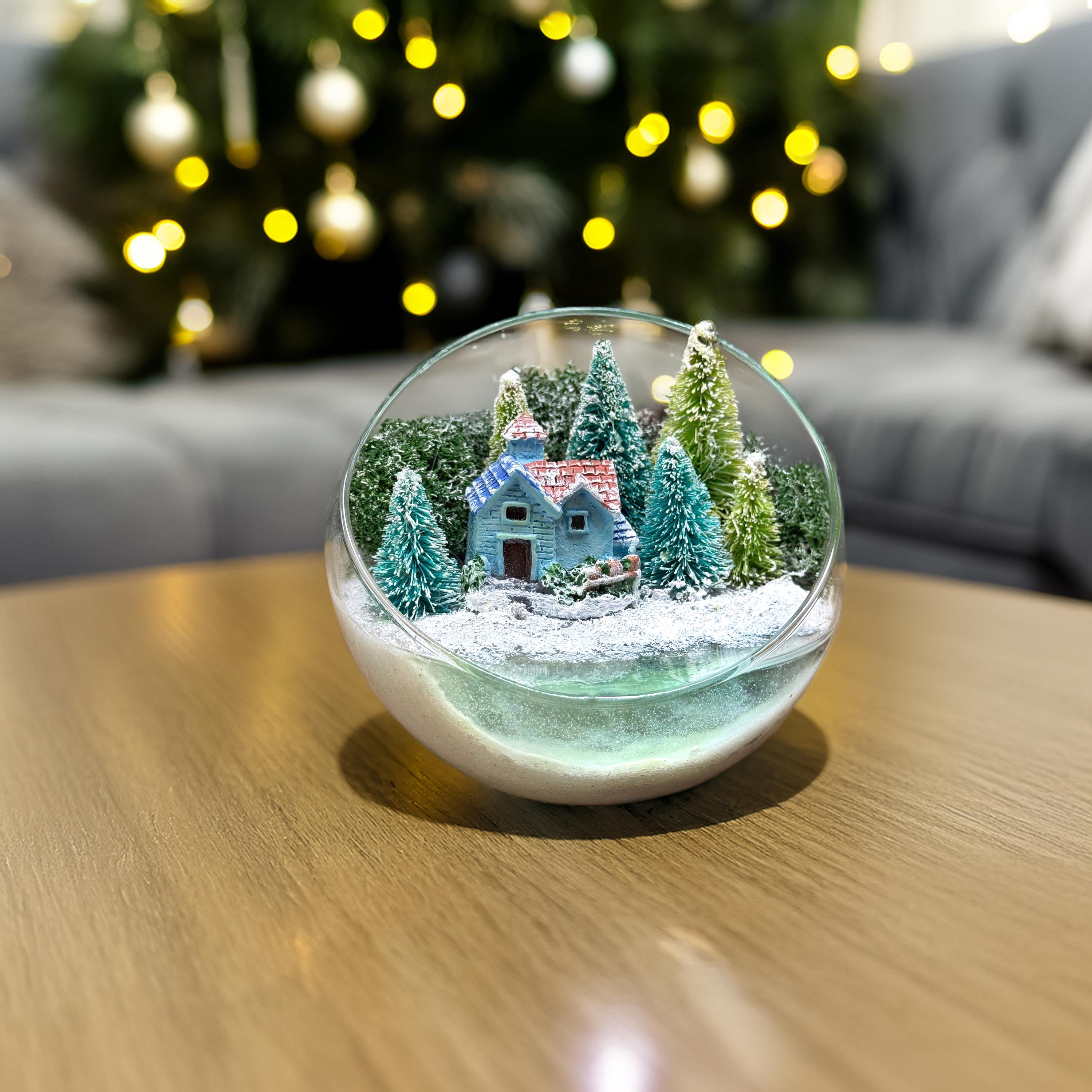 Christmas Snow Globe Terrarium – Mini Winter Fairytale Village in Glass ...