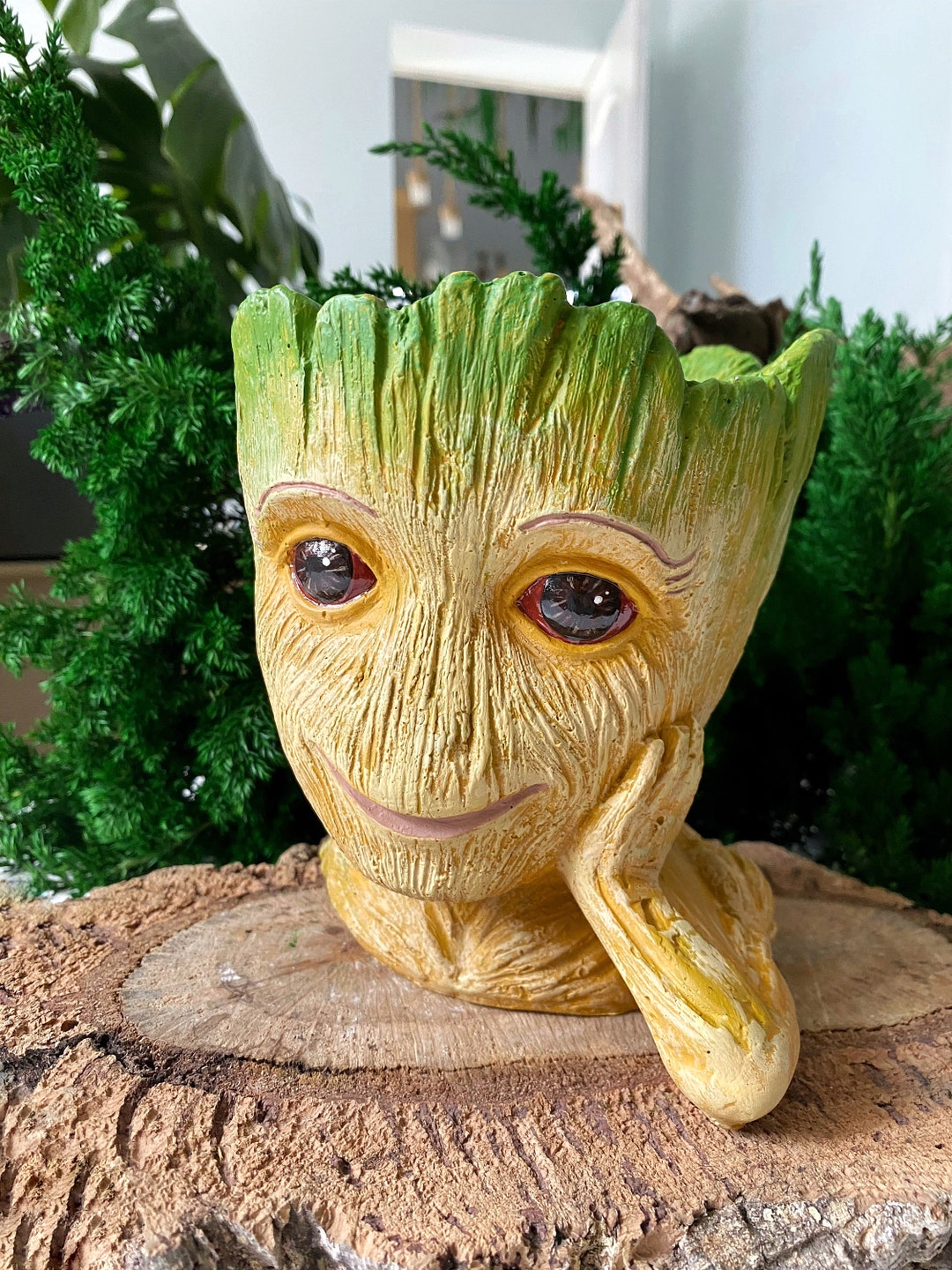 Baby Groot Pot With Preserved Moss Home Decor Gypsum - Etsy