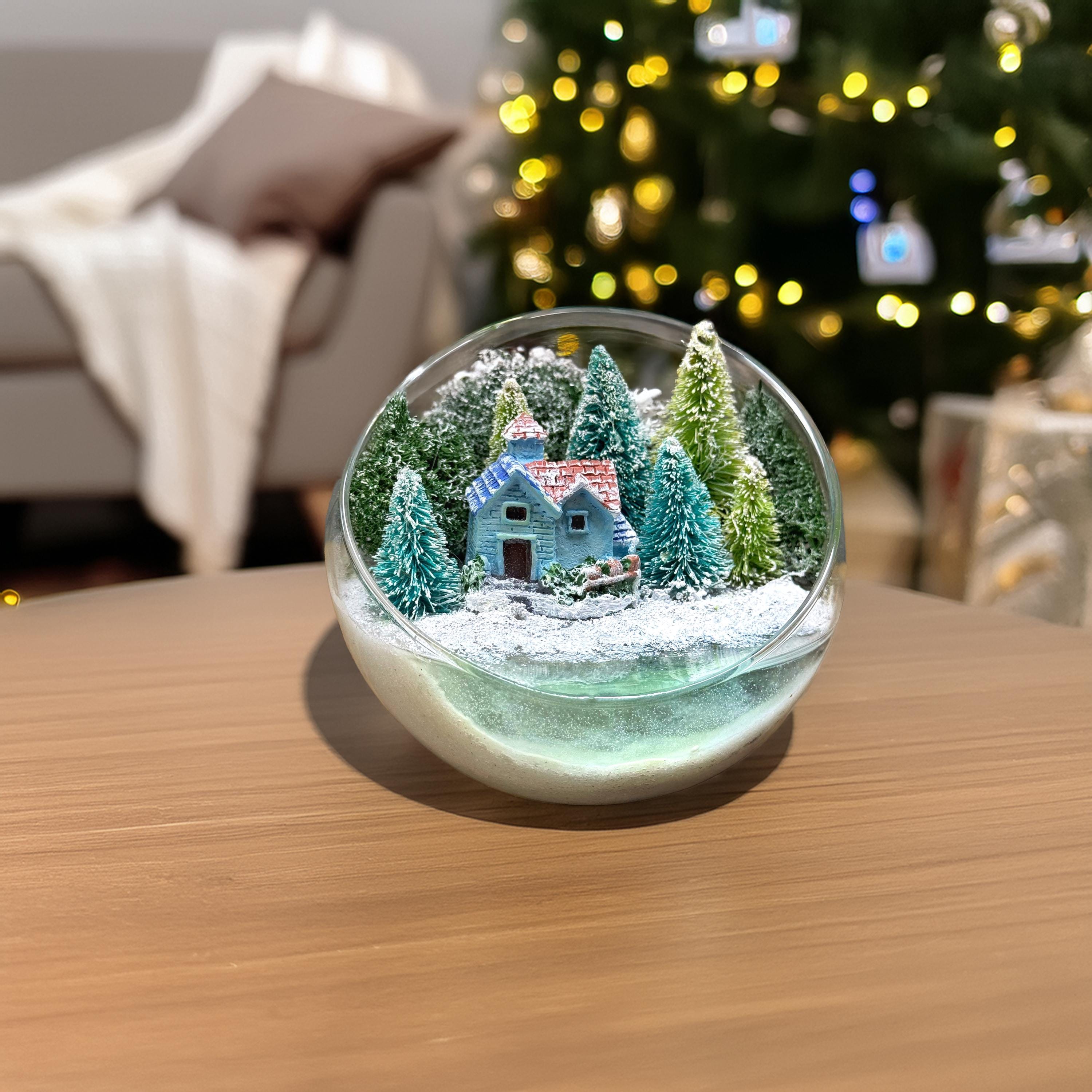 Christmas Snow Globe Terrarium – Mini Winter Fairytale Village in Glass ...