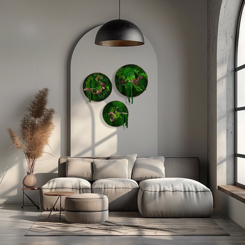 Circle Moss Wall Art, Preserved Moss, Wooden Frame | Moosbild Decor - Etsy