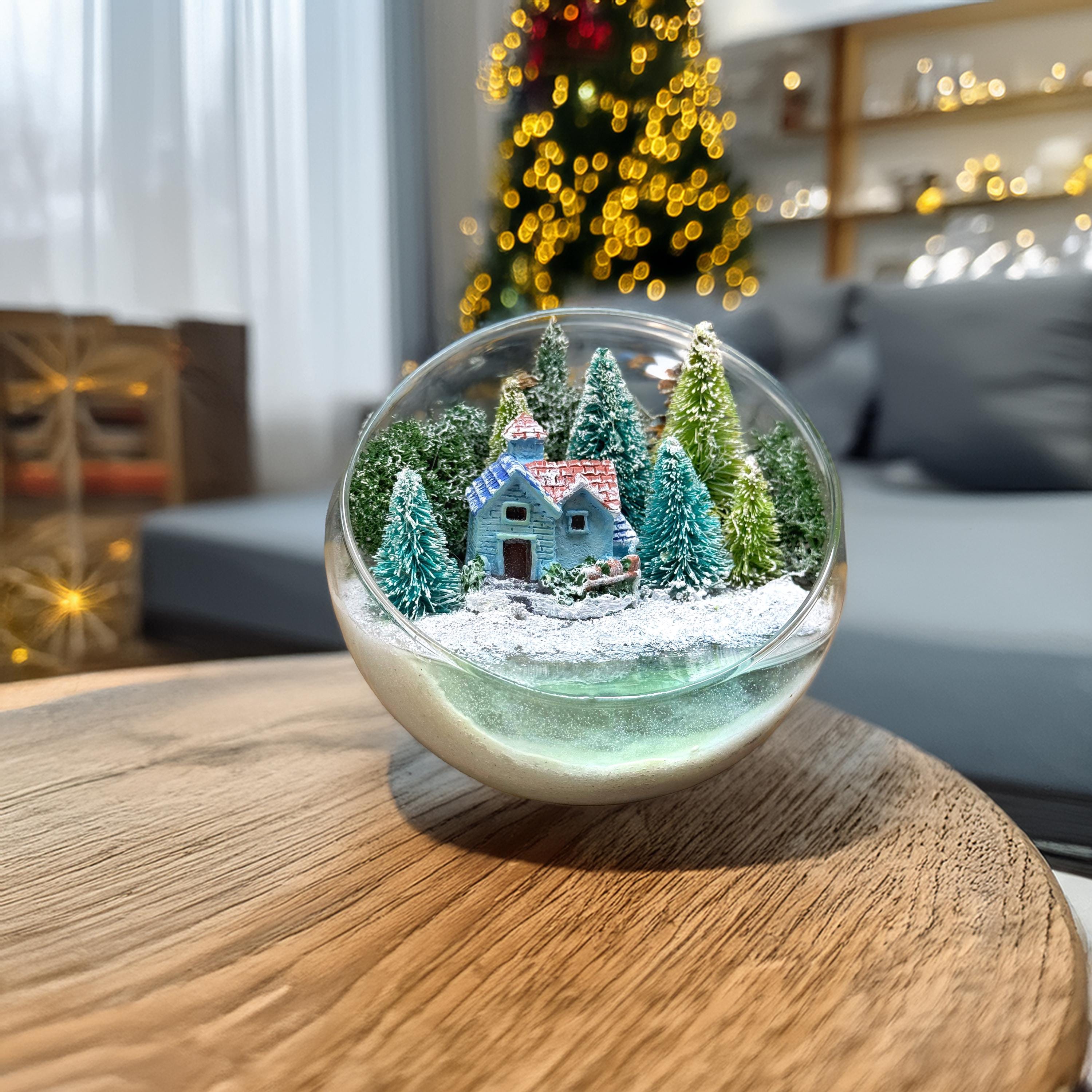 Christmas Snow Globe Terrarium – Mini Winter Fairytale Village in Glass ...