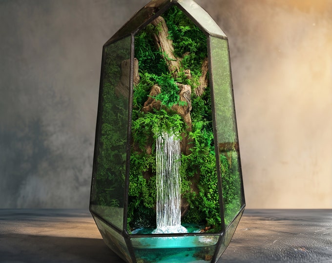 Live Moss Waterfall Terrarium 12 Tall, 6.5 Wide - Etsy