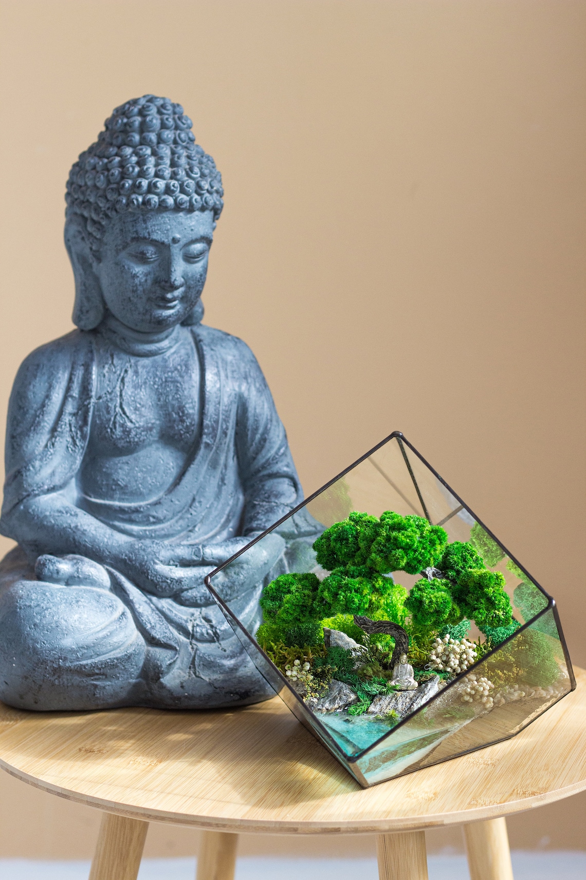 Crystal Cube Terrarium Moss Art, Gift for Mom, Small Terrarium for ...