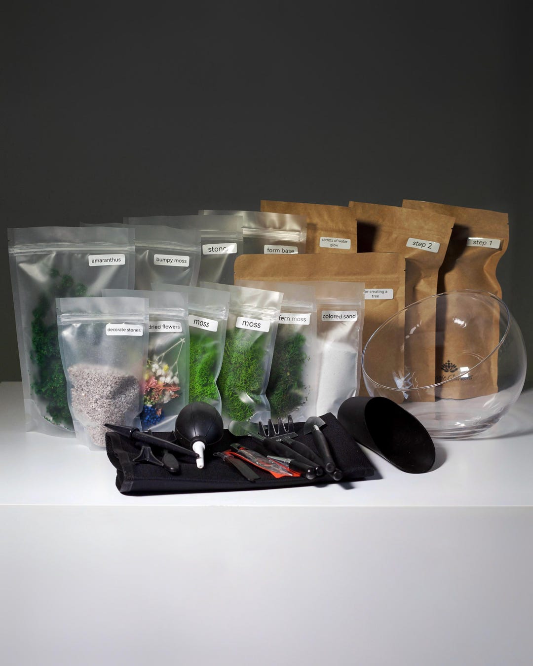 DIY Moss Art Kit - Round Terrarium Set With Tools and Preserved Moss ...