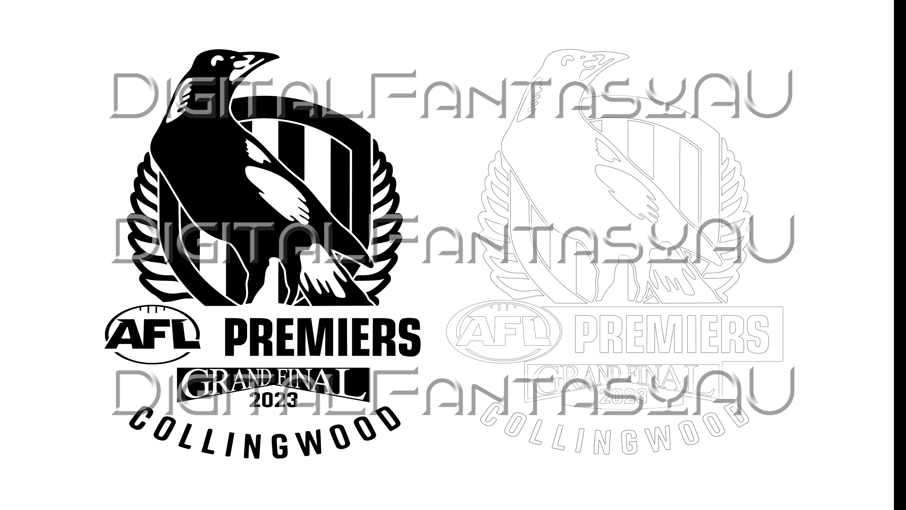 AFL SVG Collingwood Magpies Pies Premiers 2023 Logo Vector File Digital ...
