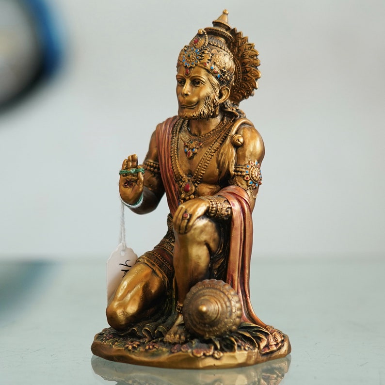 Powerful Lord Hanuman Giving Blessings Resin Sculpture: Reverence ...