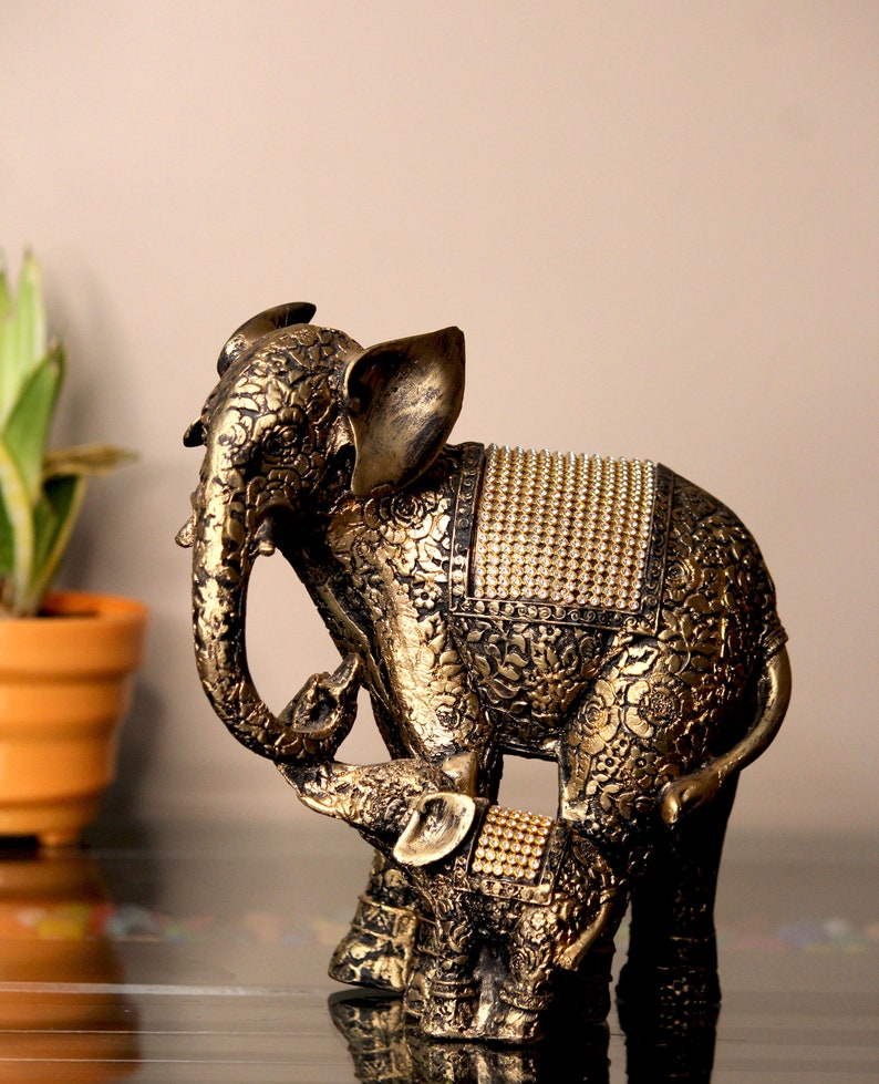 Majestic Elegance: Resin Elephant Statue for Home Décor, Living Room ...