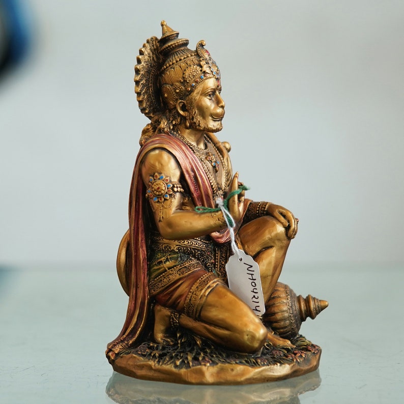 Powerful Lord Hanuman Giving Blessings Resin Sculpture: Reverence ...