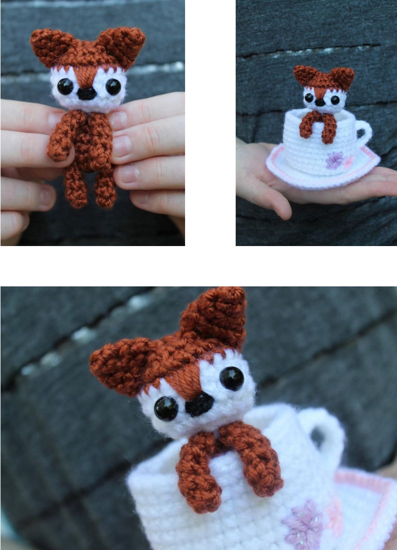 Fox in a Teacup Digital PDF Crochet Pattern - Amigurumi Baby Fox in a ...