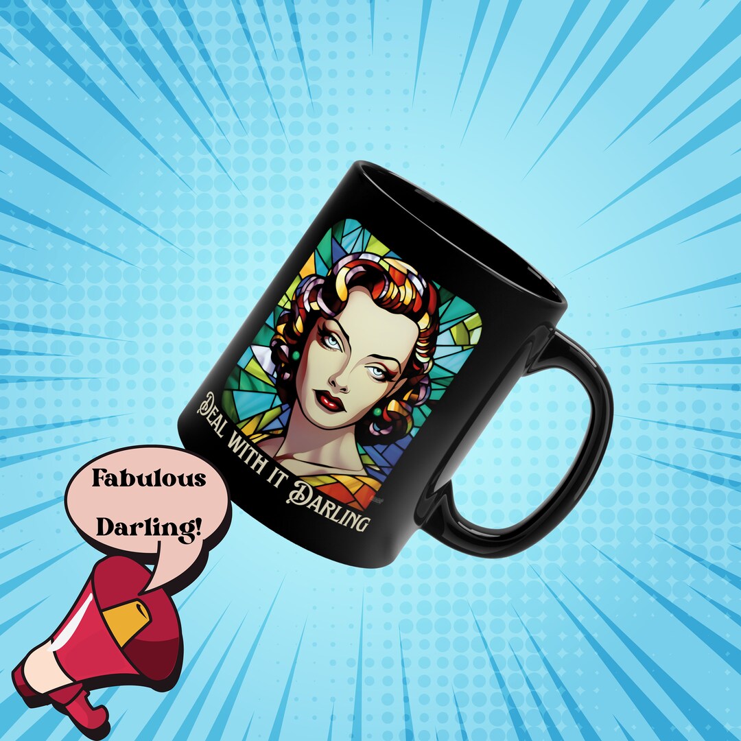 Retro Hollywood Pop Art Style Mug for Vintage Lovers With Diva ...