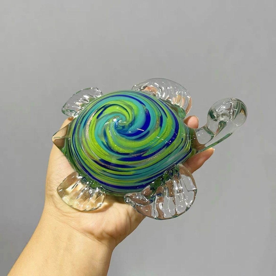 Handmade Mini Sea Turtle Art Glass Blown Sea Animal Figurine, Hand Blown Glass Sea Turtle ...