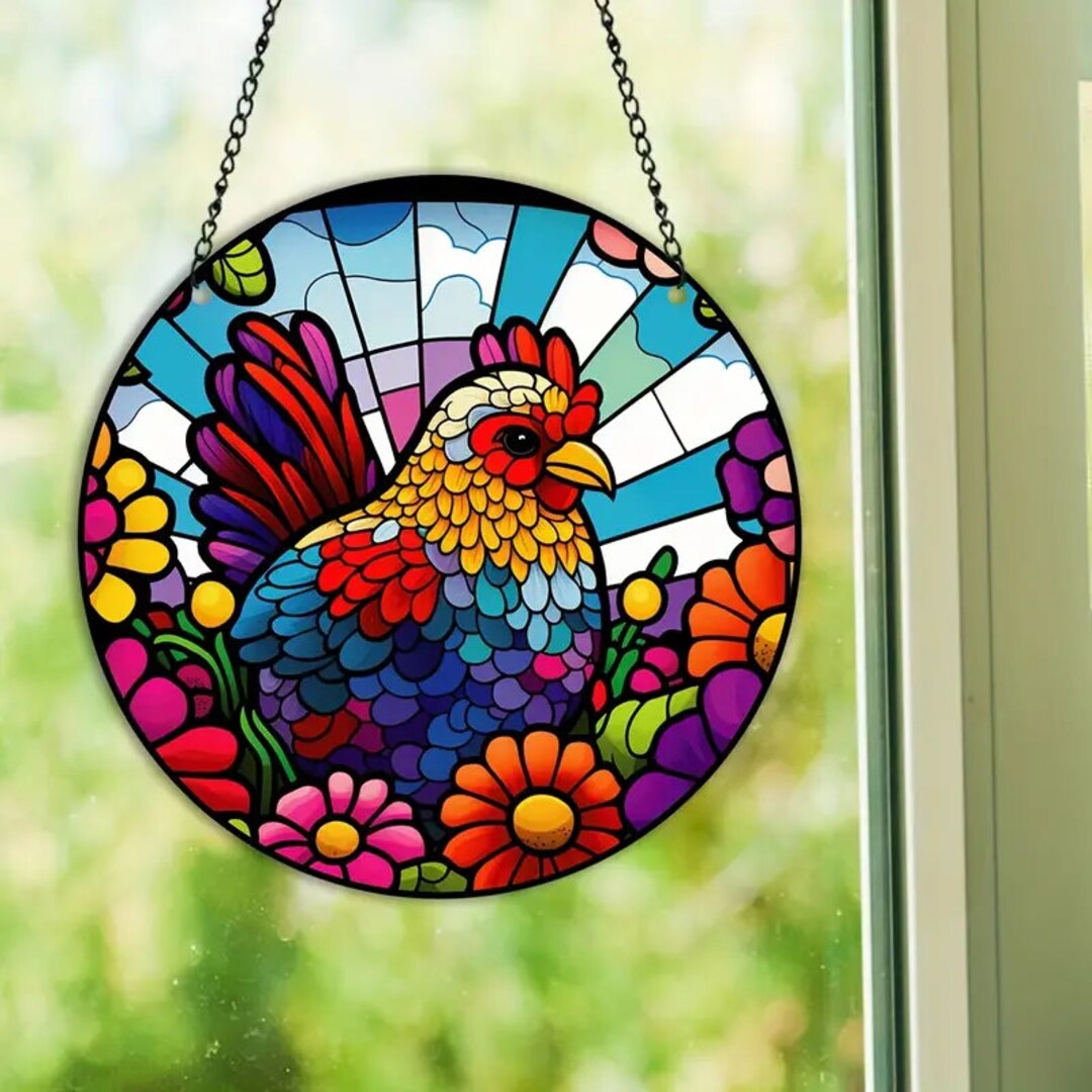 Chicken Ornaments Rooster Suncatcher Rooster Window - Etsy