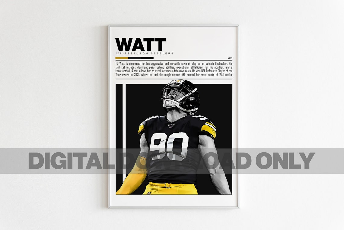 TJ Watt Digital Poster for Sports Fan Wall Art for Football Fans Modern ...