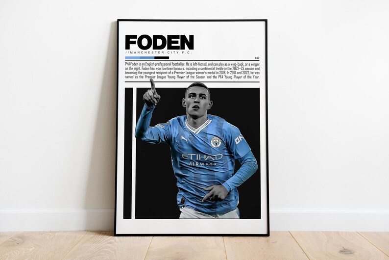 Phil Foden Poster Manchester City FC Football Wall Art Digital Download ...