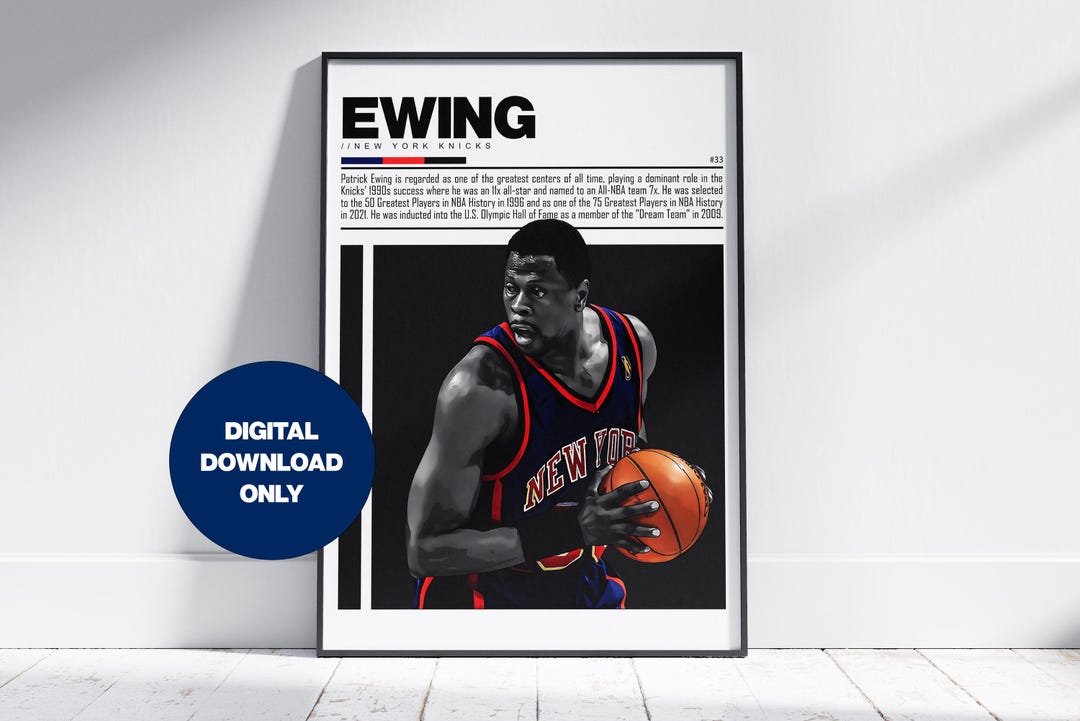 Patrick Ewing Digital Poster for Sports Fan Wall Art for Basketball Fans Modern Sports Decor for ...